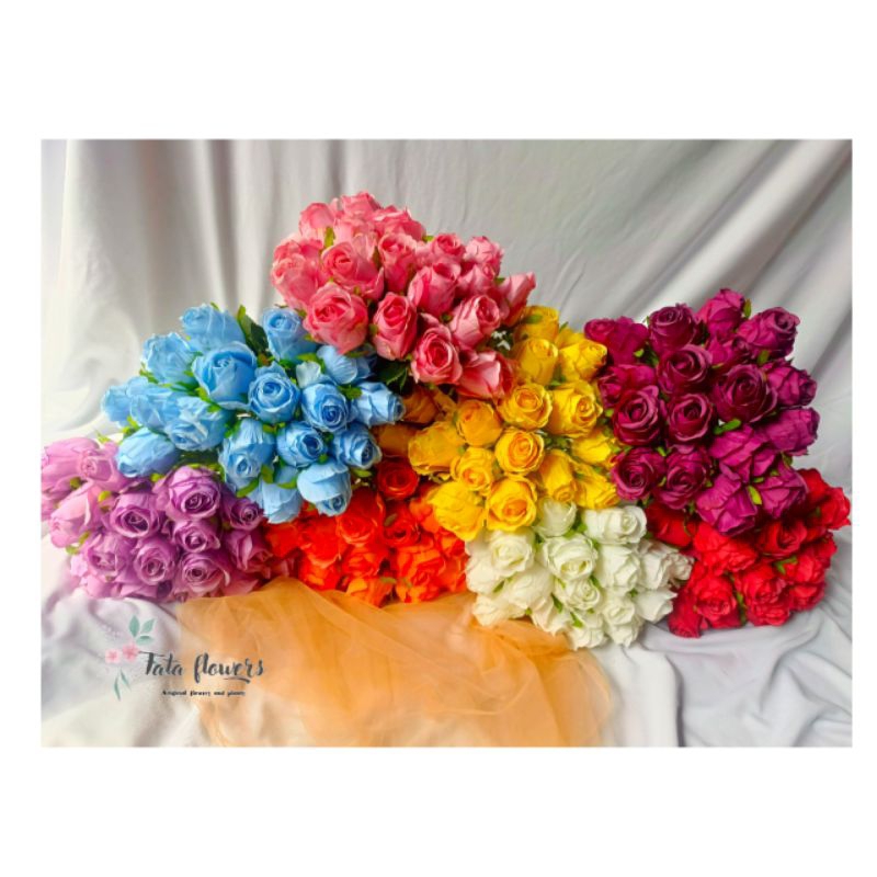 Jual Mawar Kuncup 18 kntum Bunga Palsu Bunga Artficial | Shopee Indonesia