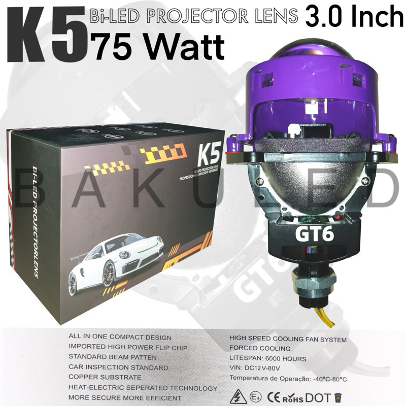 Jual Lampu Proji Bi-Led K5 Lensa 3 Inch GT6 Terang 75 Watt Turbo Flat Blue Lens | Shopee Indonesia