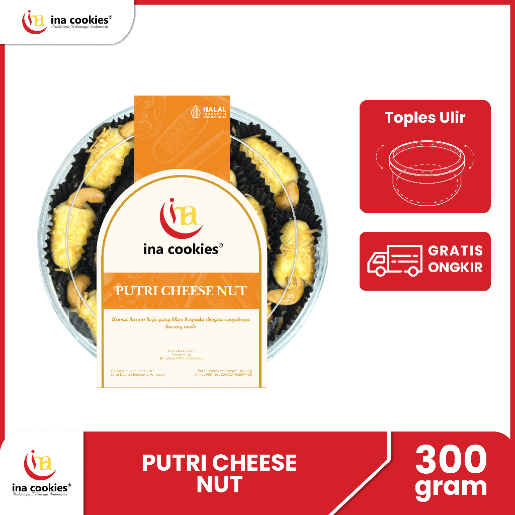 Jual Ina Cookies Kue Kering Premium Putri Cheese Nut Toples Reguler ...
