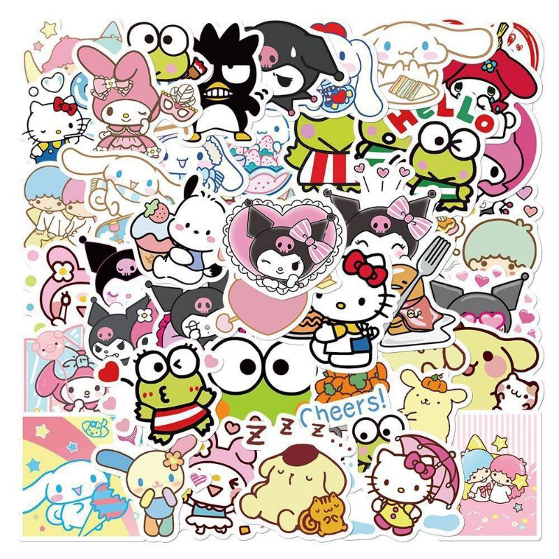 Jual [50 PCS] STICKERS CARTOON SANRIO KUROMI MELODY CINNAMORROL HELLO KITTY LOTSO FREEBIES ...