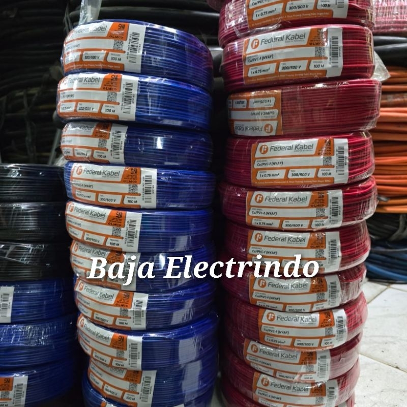 Jual Kabel FEDERAL NYAF 0,75mm Roll 100m Kabel Serabut 1x0,75 mm NYAF 0.75mm FEDERAL NYAF 0.75 ...