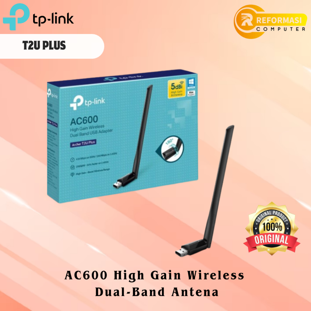 Jual TP-LINK TPLink T2U PLUS AC600 High Gain Wireless Dual-Band Antena ...