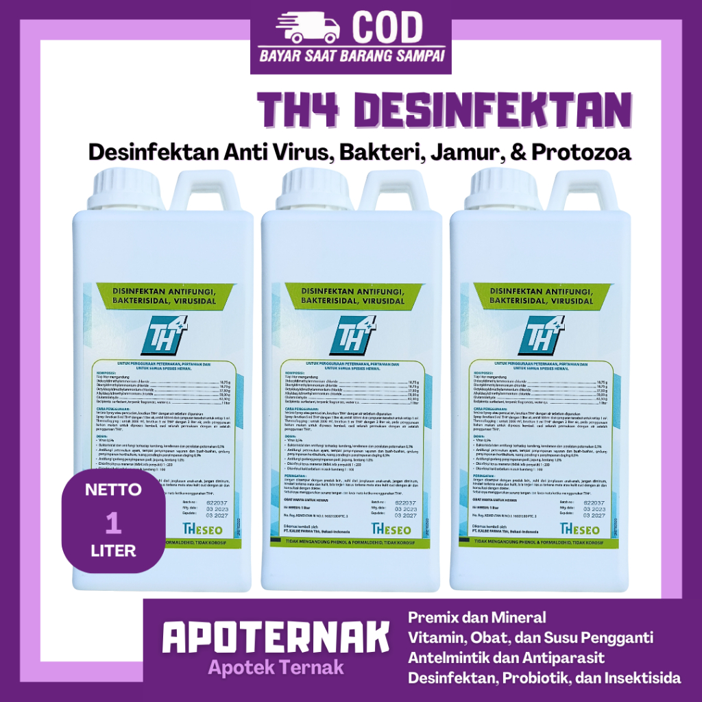 Jual DESINFEKTAN TH4 PLUS 1 LITER - Desinfectan & Insektisida Anti Bakteri Jamur Virus Rumah ...