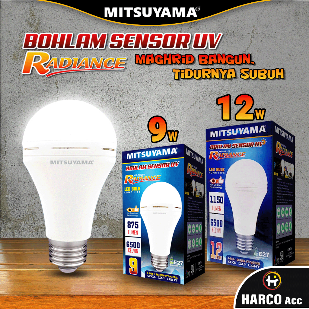 Jual Bohlam Sensor UV Mitsuyama LED Bulb Radiance MS-9809R - 9watt 12watt | Shopee Indonesia