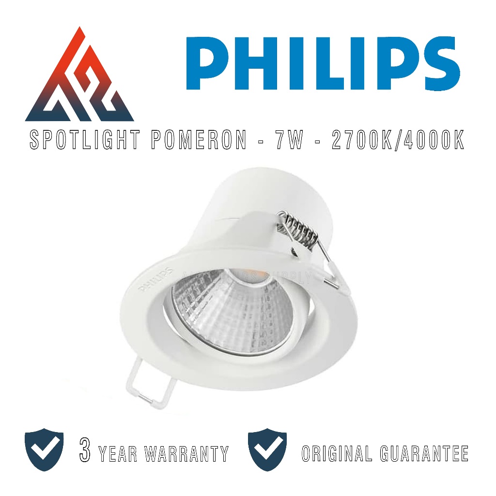 Jual Philips Spotlight Pomeron 59776 Lampu LED Downlight Bulat 7 Watt ...