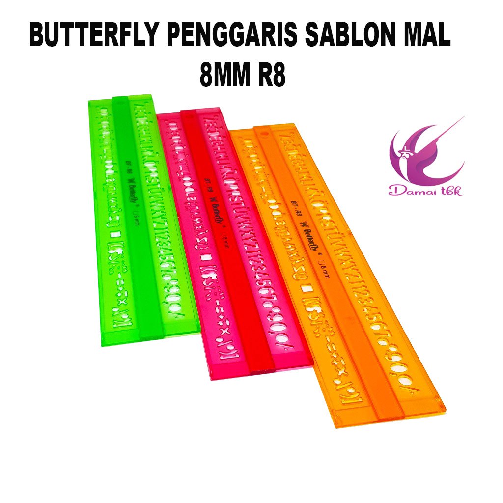 Jual Penggaris Sablon Mal 8mm Butterfly BT-R8 MAL HURUF 8MM | Shopee ...