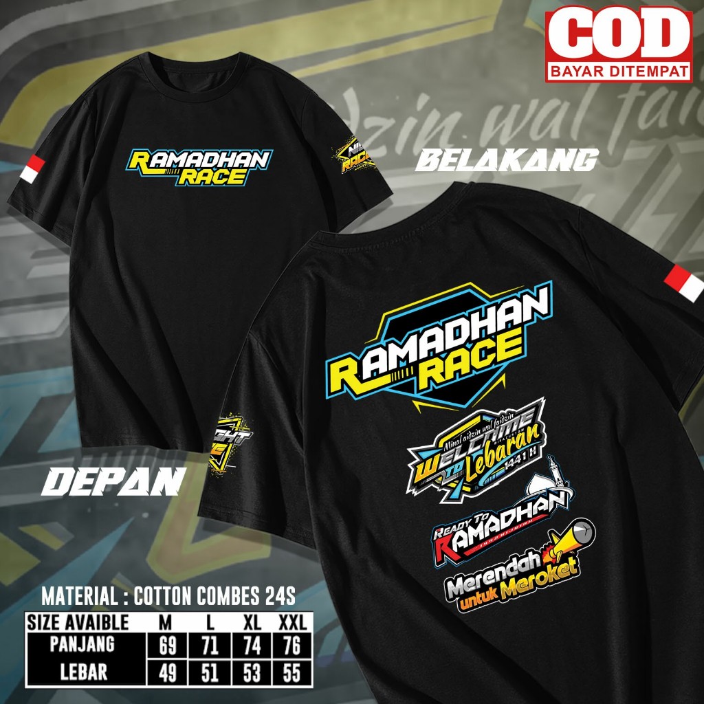 Jual TSHIRT RAMADHAN RACE VOL 1/KAOS DISTRO RACING BAHAN KATUN CVC ADEM DAN GAK BIKIN GERAH ...