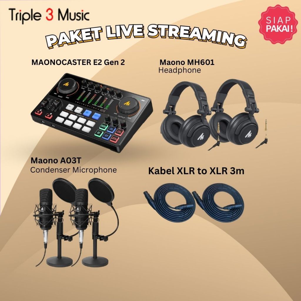 Jual Paket Podcast 2 orang Maono E2 Gen 2 2 microphone Plus headphone | Shopee Indonesia