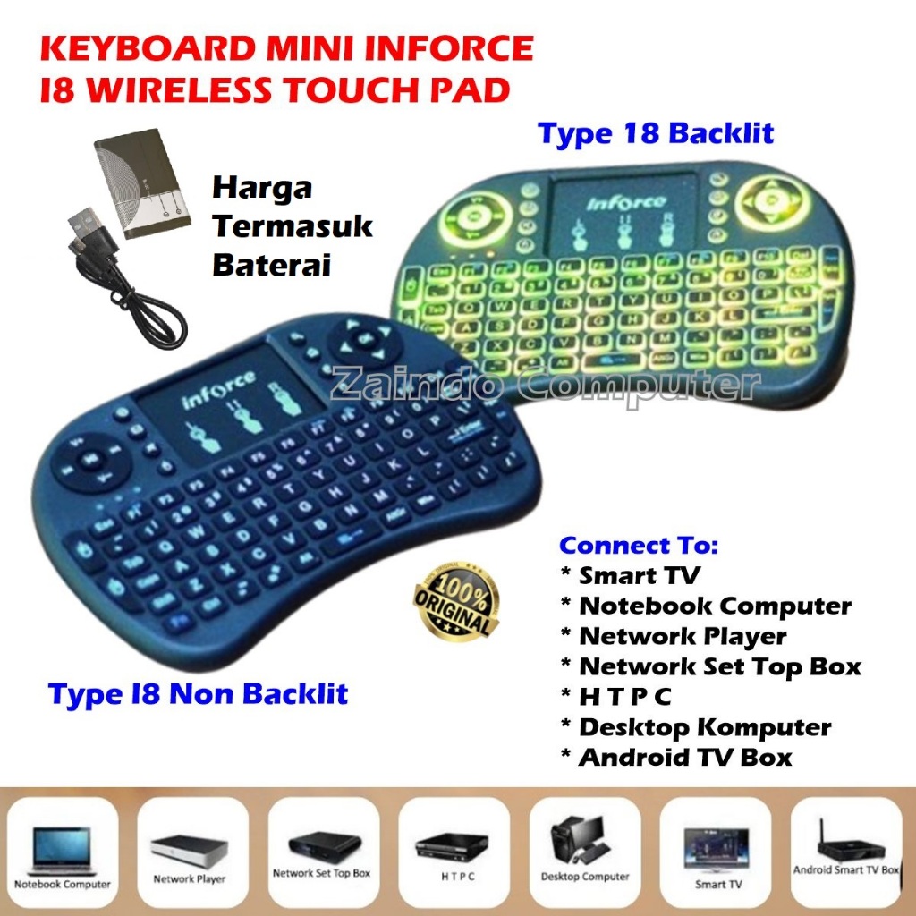 Jual KEYBOARD MINI INFORCE WIRELESS I8 KEYBOARD SMART TV - KEYBOARD STB ...