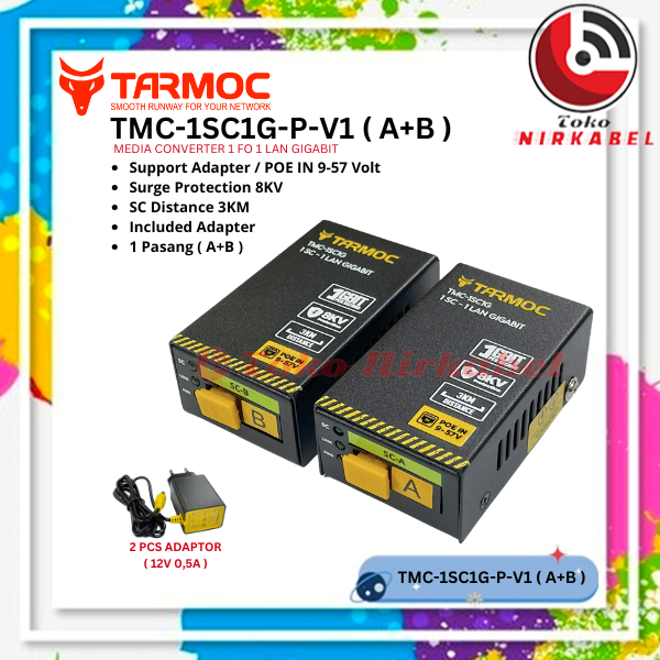 Jual Tarmoc TMC-1SC1G-P-V1 | Media Converter 1FO 1LAN / 1 FO 1 LAN Gigabit POE IN 9-57 Volt ...
