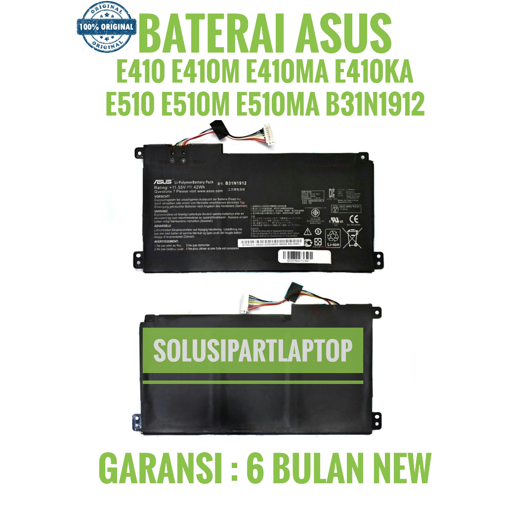 Jual Original Baterai Battery Asus B31N1912 E410 E410M E410MA L410MA E410KA E510KA | Shopee ...