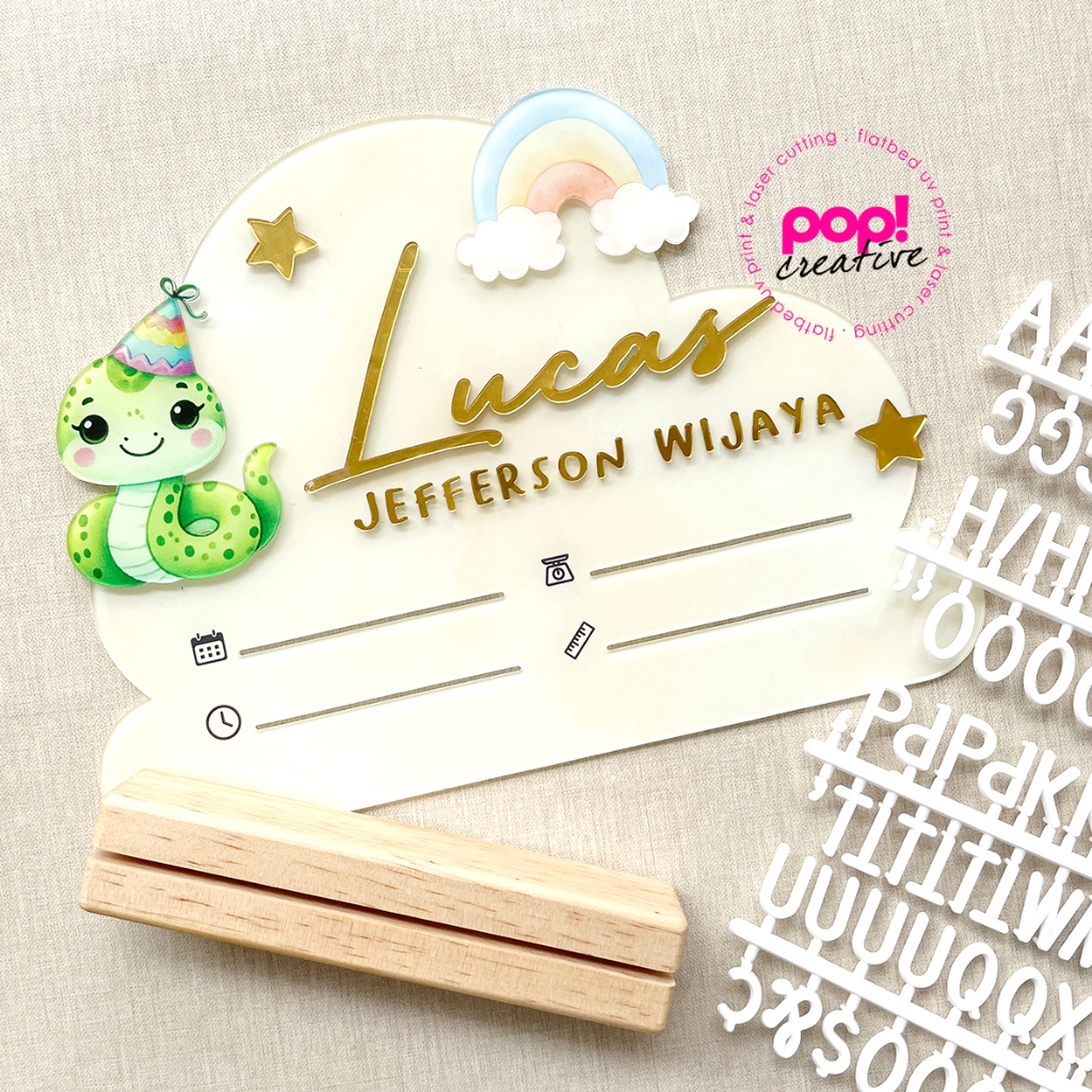 Jual Baby Hospital Board Snake Biodata Bayi Papan Hiasan Kado Shio Ular ...