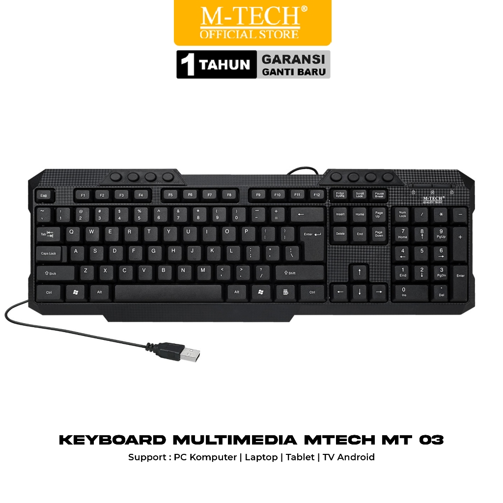 Jual MTECH Keyboard Multimedia Full Size MTK 03 PC Laptop | Shopee Indonesia