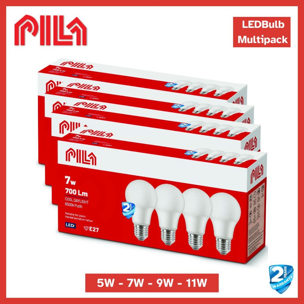 Jual PILA LED Bulb Bohlam Multipack 5W 7W 9W 11 Watt E27 6500K [Beli 3 Gratis 1] | Shopee Indonesia