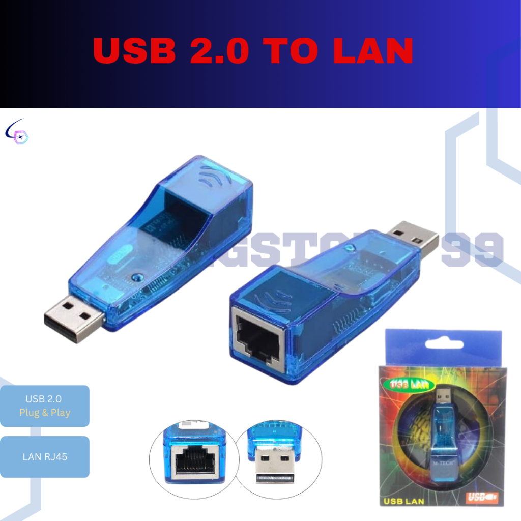 Jual USB To Lan RJ45 Biru, Adapter USB To Ethernet RJ45/USB LAN Adapter ...