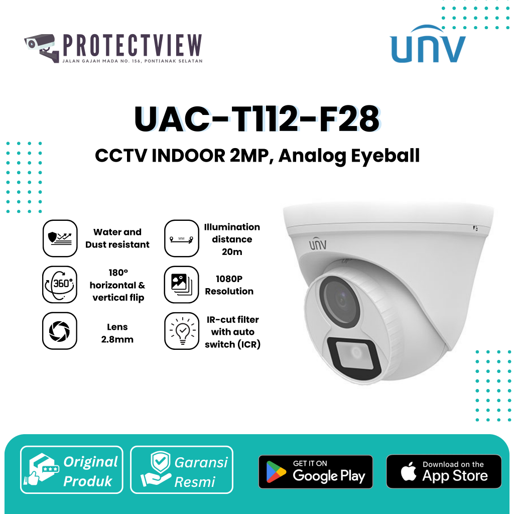 Jual UNIVIEW UAC-T112-F28 CAMERA CCTV INDOOR NIGHT VISION 2MP | Shopee Indonesia