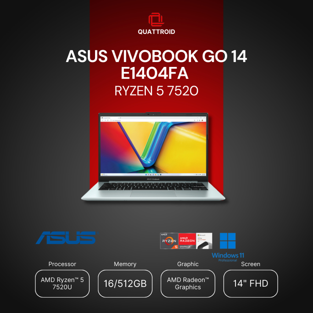 Jual ASUS VivoBook Go 14 E1404FA Ryzen 5 7520 16GB 512GB | Shopee Indonesia