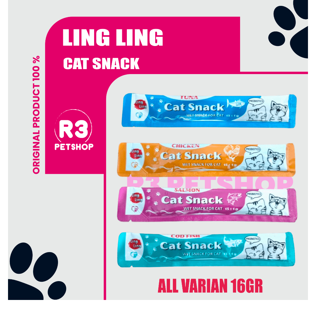 Jual Cat Snack LING LING 16gr x 12pcs Snack Untuk Kucing Termurah - Wet ...