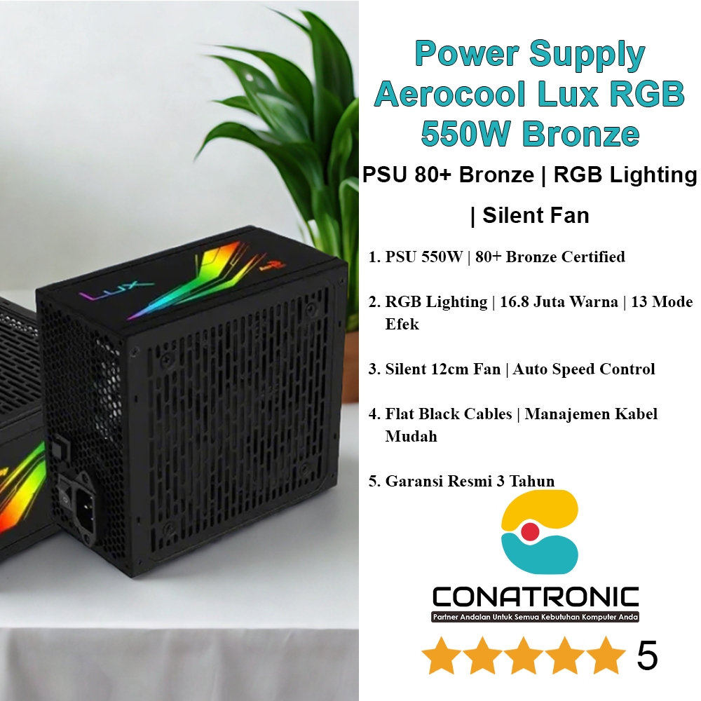 Jual Power Supply Aerocool Lux RGB 550W Bronze | PSU 80+ Bronze | RGB ...