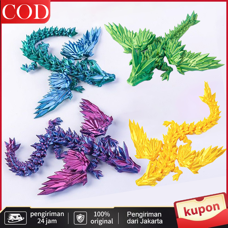 Jual Mainan naga artikulasi cetak 3D 20cm dengan sayap/mainan simulasi ...