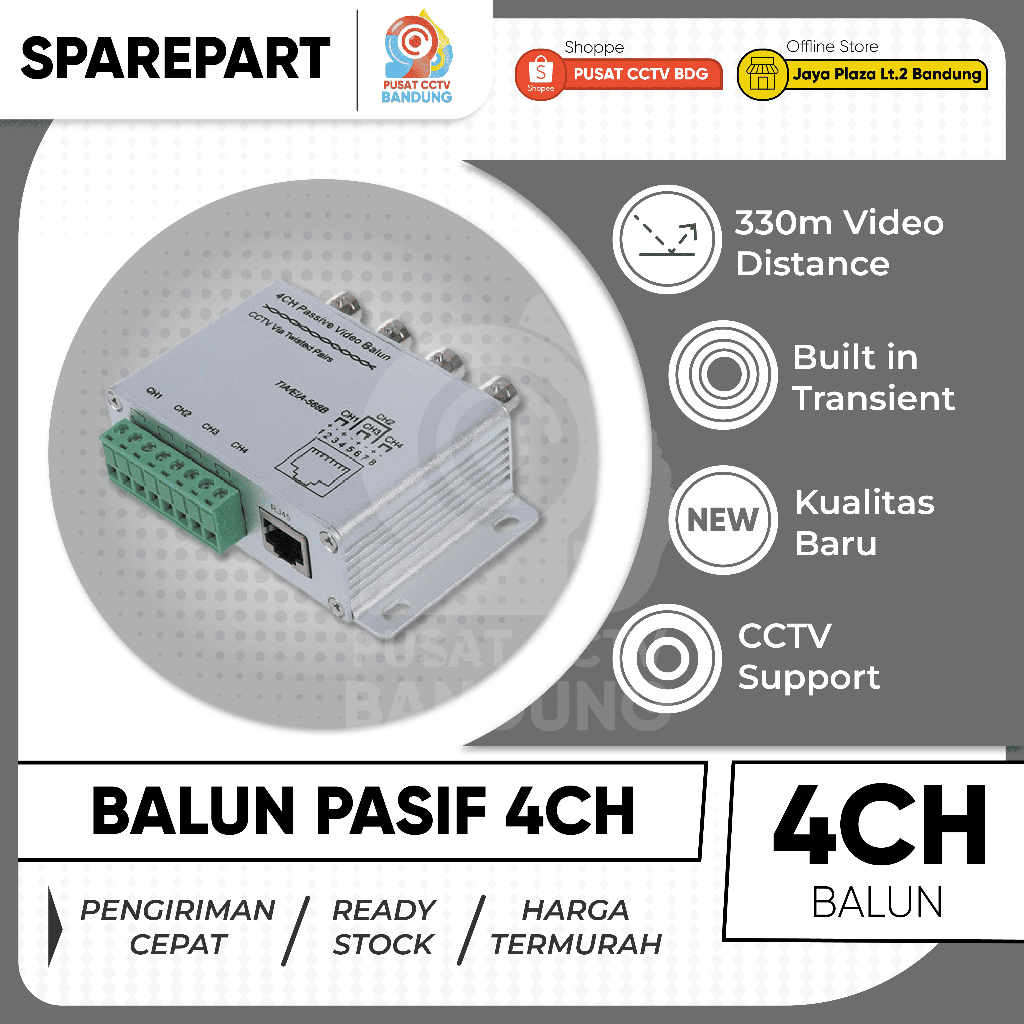 Jual Video Balun CCTV 4 Ways / 4 Ch Passive Video Balun - 4Ch Kabel ...