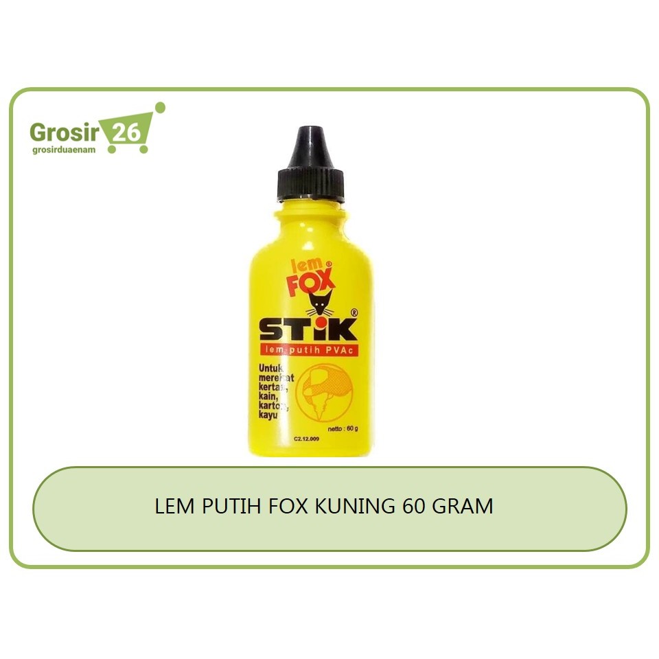 Jual (1 pcs) lem putih pvac serbaguna merek fox stik botol kuning 60 gram | Shopee Indonesia