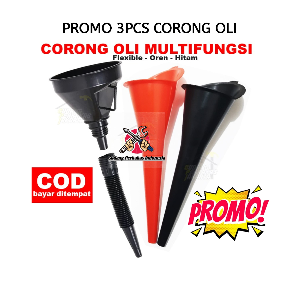 Jual Corong Oli 3pcs Model Panjang Oli Minyak Air Bensin Radiator ...
