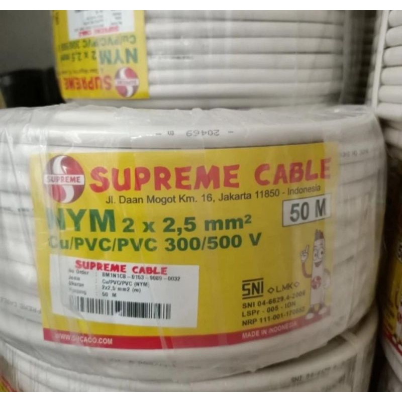 Jual Kabel Supreme 2X2.5 NYM 2X2.5 Kawat Tembaga Panjang 50 meter Original Supreme | Shopee ...