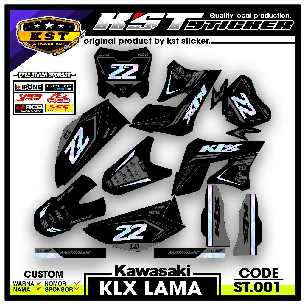 Jual Decal Sticker KLX LAMA/S-Super Glosy-Motif Racing KST.01 | Shopee ...