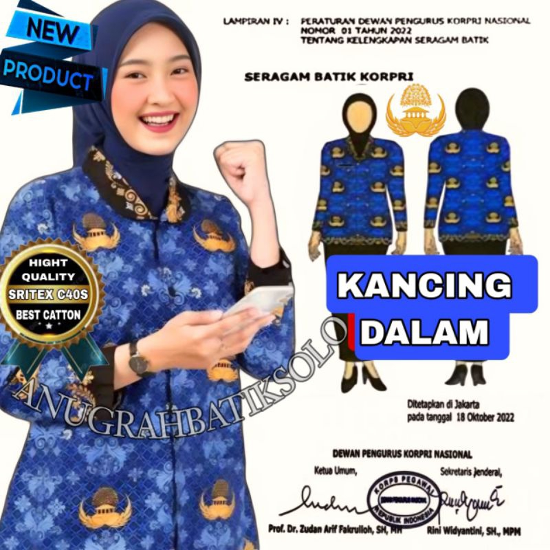 Jual Baju Korpri RESMI SK PP Lapis furing wanita dan pria lengan panjang terbaru | Shopee Indonesia
