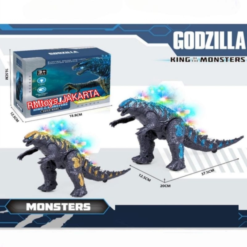 Jual Mainan GODZILLA Besar Bisa Jalan Nyala Lampu dan Suara Dinosaurus ...