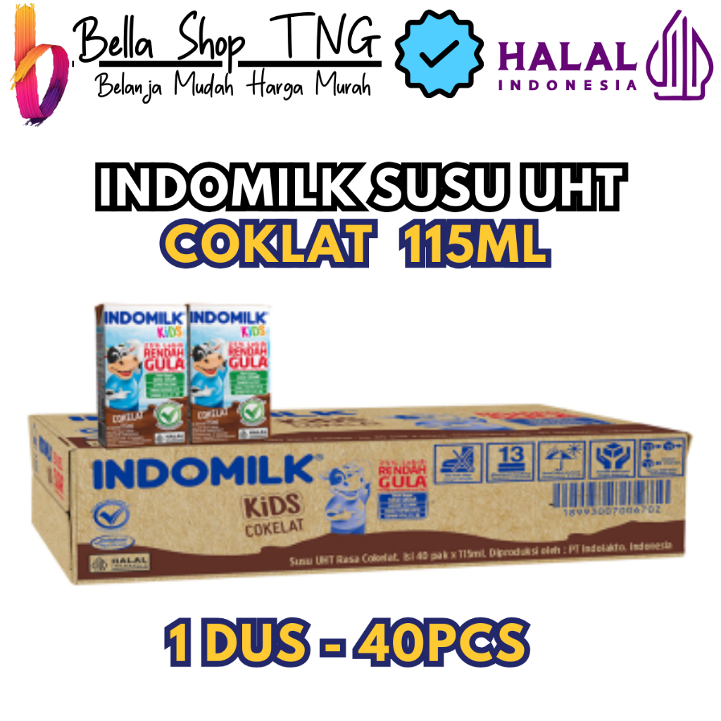 Jual Indomilk Kids Susu UHT Cokelat Rendah Gula Kotak 1 dus isi 40 x 115 ml | Shopee Indonesia