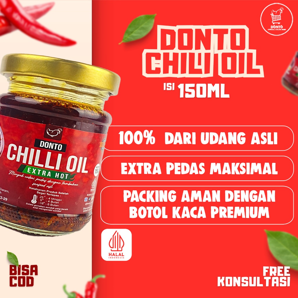 Jual Chili Oil Halal Pedas Premium Ebi Minyak Cabe Kering Donto Bumbu ...