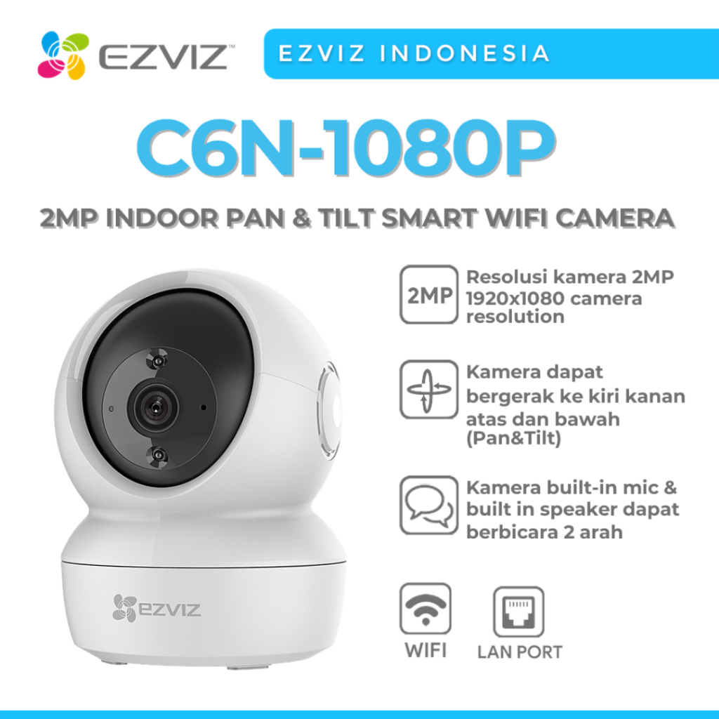 Jual CCTV Ezviz C6N 2MP Smart Wifi Pan Tilt IP Camera CCTV Indoor 1080p ...