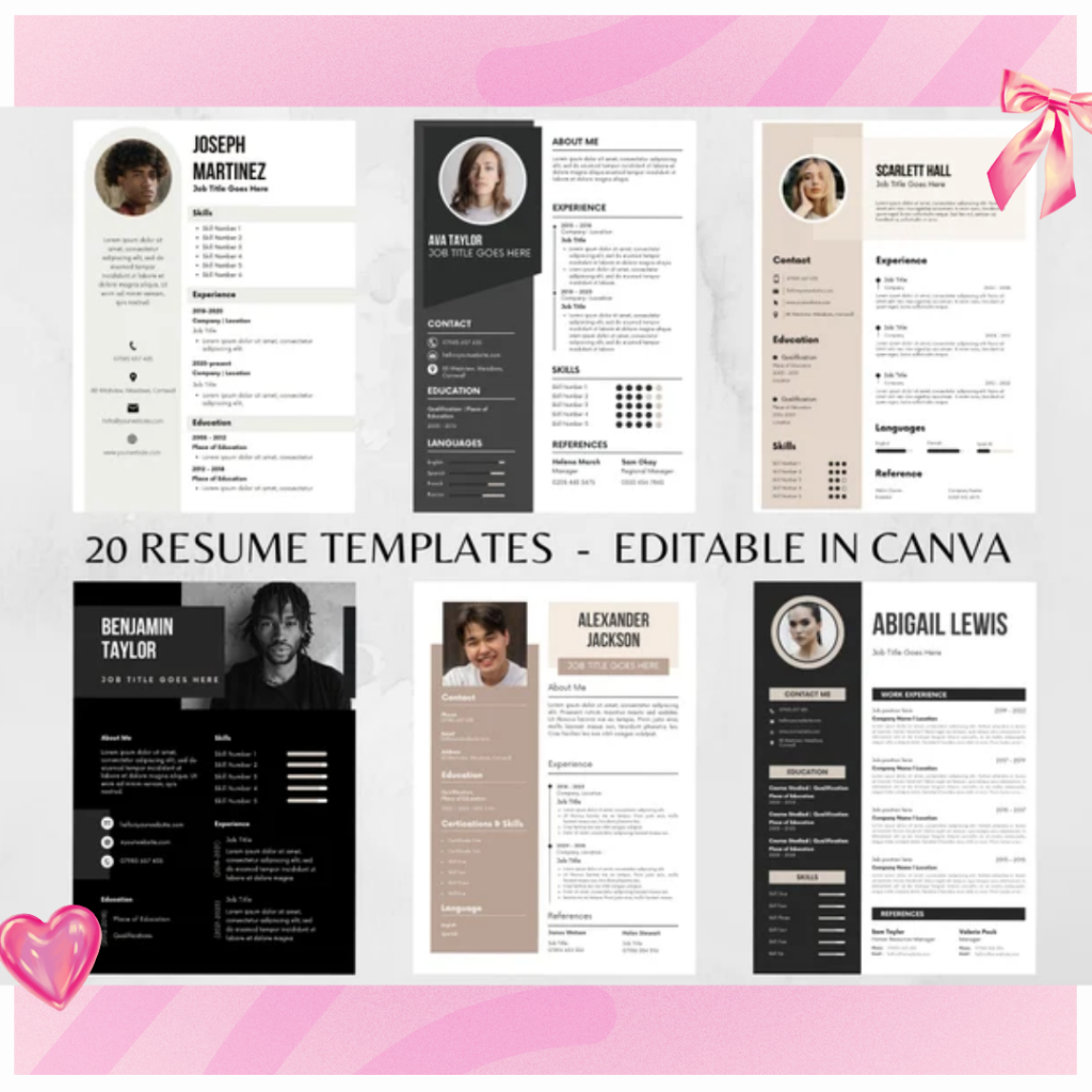 Jual 017. CV Template Canva 15pcs+ Design - Template Resume, Template CV, Canva Editable CV ...