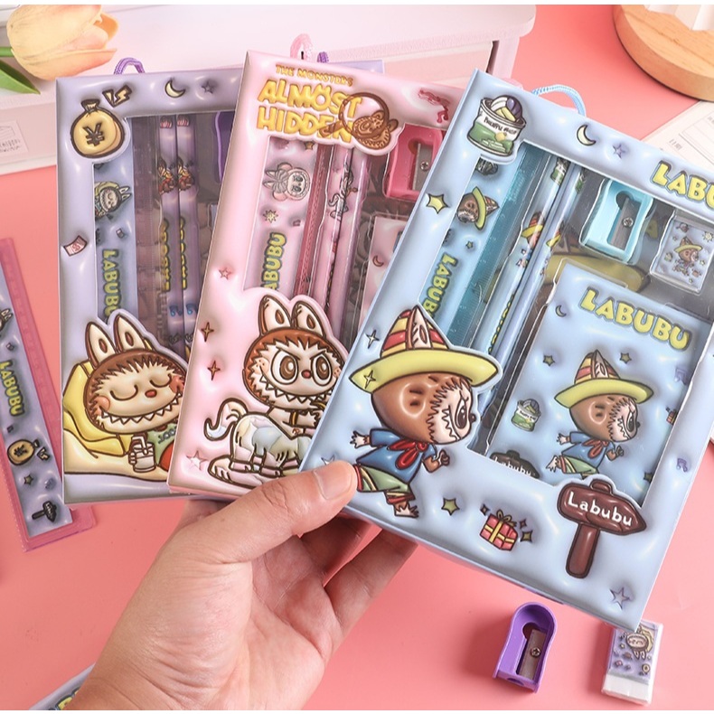 Jual batamall - STATIONARY SET KOTAK BESAR KARAKTER LABUBU 6 IN 1 # ...