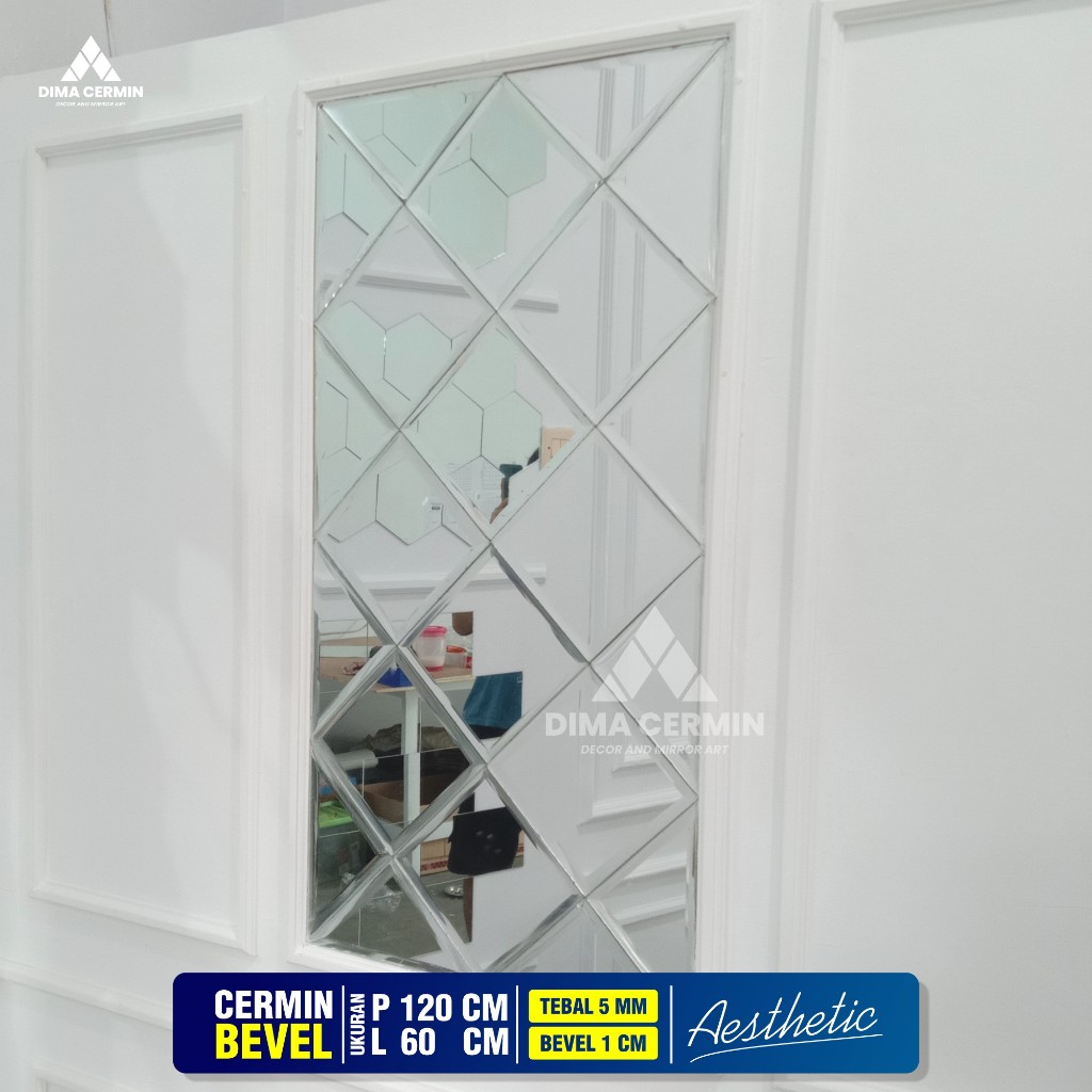 Jual Cermin BEVEL Ukuran 120 cm x 60 cm Dekorasi Kaca Wall Molding ...