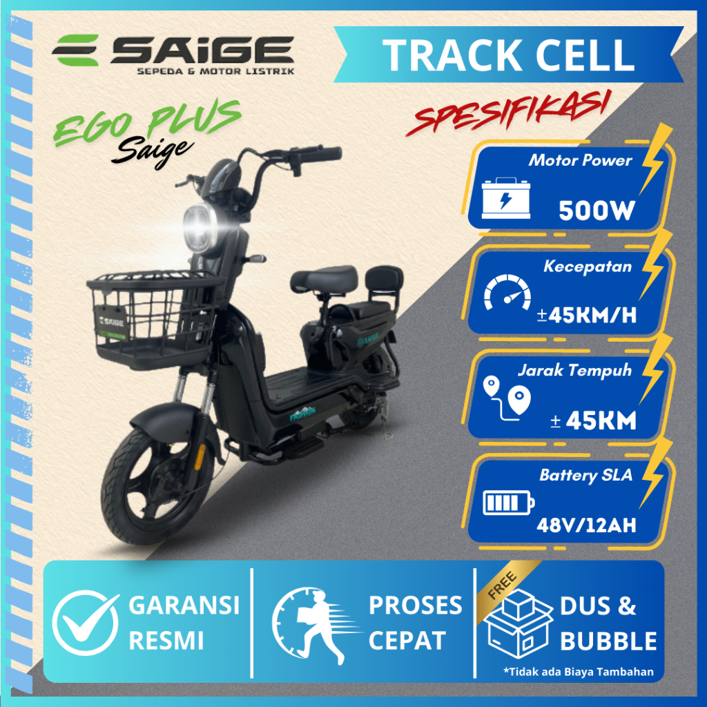 Jual Sepeda Listrik SAIGE EGO Plus NFC, Power 500Watt Garansi Resmi ...