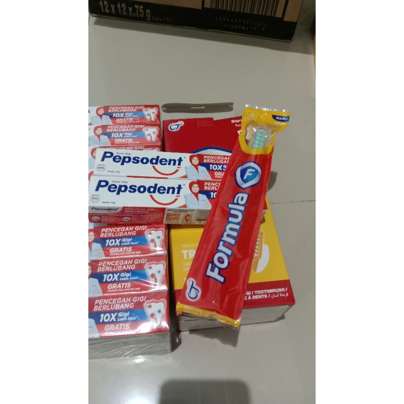 Jual Paket odol Pepsodent + sikat gigi formula | Shopee Indonesia