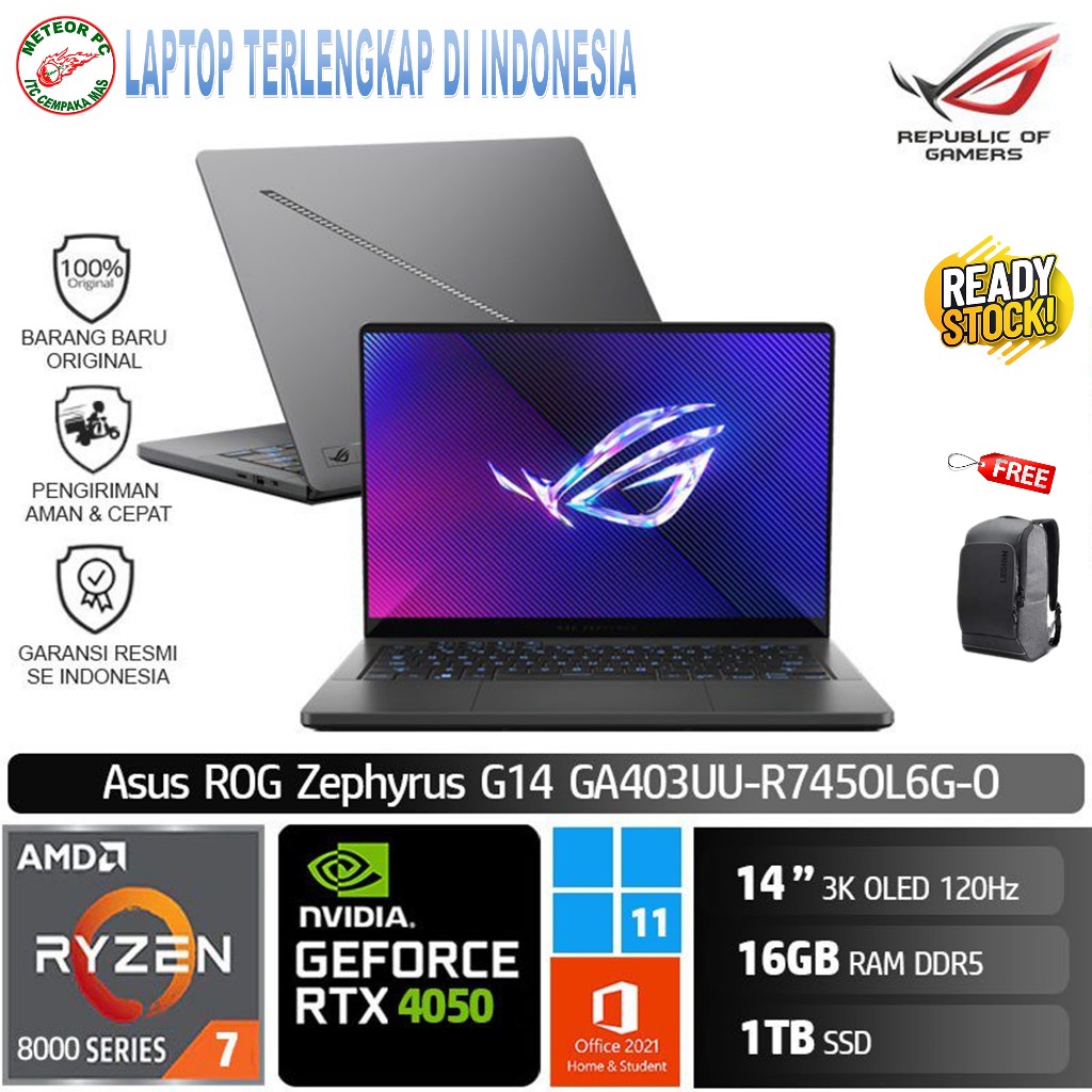 Jual Asus ROG Zephyrus G14 GA403UU-R745OL6G-O /AMD Ryzen 7-8845HS/16GB ...