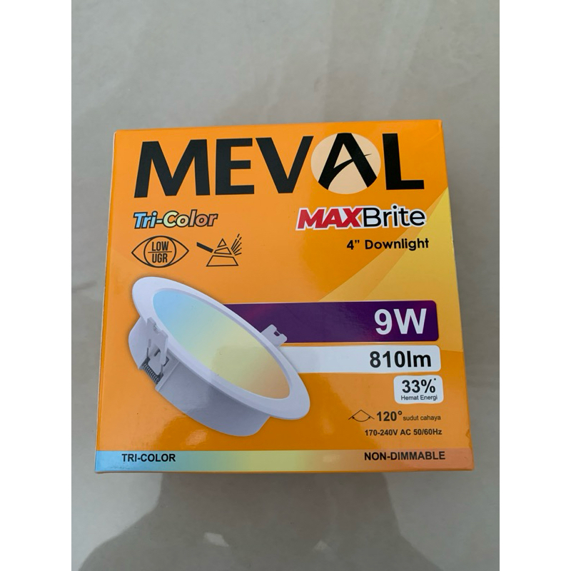 Jual LAMPU DOWNLIGHT 4 inch 9 watt 3 warna MEVAL MAXBRITE | Shopee ...