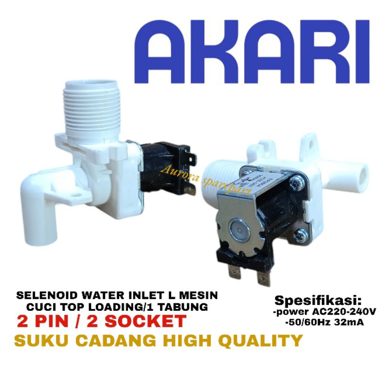 Jual Selenoid water inlet L mesin cuci AKARI Top loading/ 1 Tabung suku ...