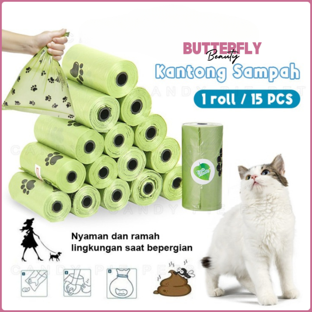 Jual Poop Bag Polos 1roll isi 15 Plastik Pup Kucing Kantong poop anjing ...