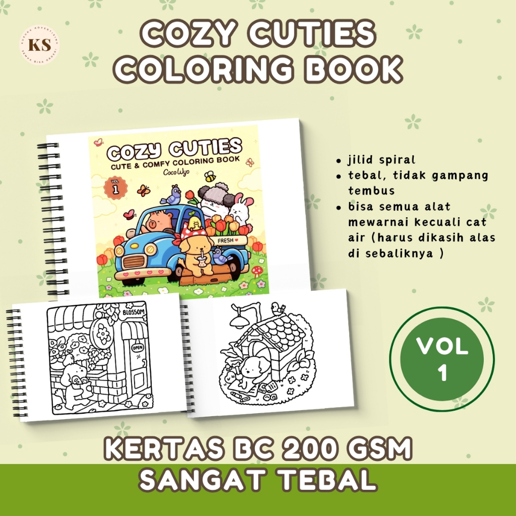 Jual COZY CUTIES VOL 1 Coloring Book for Adults and Kids for Relaxation ...
