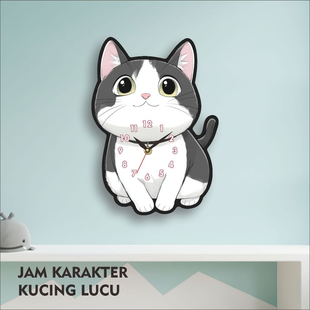Jual JAM DINDING/ KAMAR ANAK / RUANG TAMU / UKIR KARAKTER / KUCING LED ...