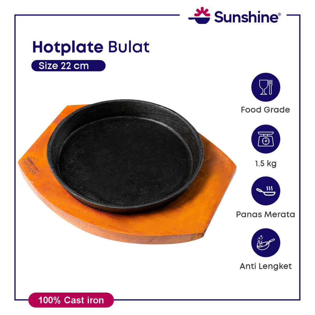 Jual Cast Iron Hot Plate Steak / Piring Steak Bulat Premium 22 cm / Hot ...