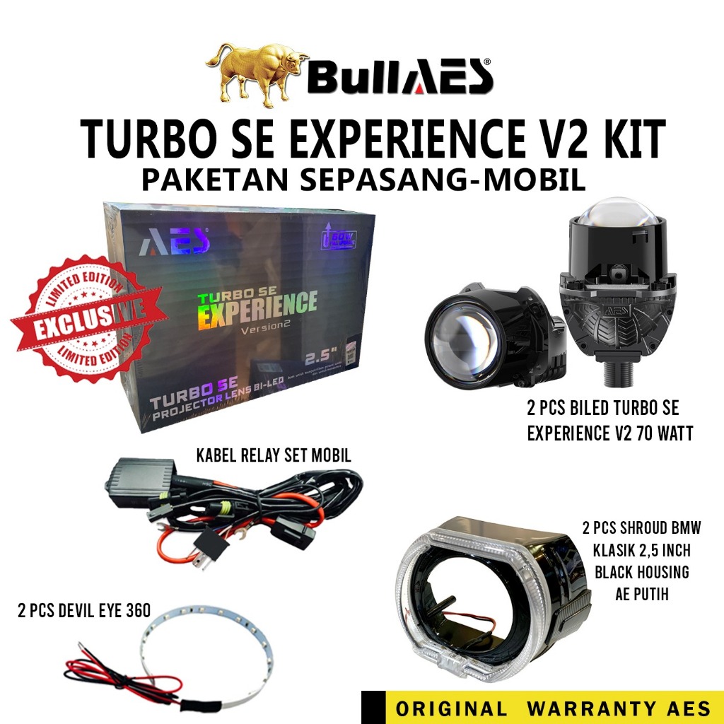 Jual COMBO Biled AES Turbo Se Experience V2 2.5 Inch Paketan Sepasang ...