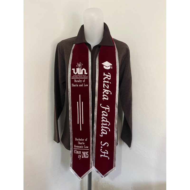 Jual selempang wisuda baldu premium, tambah LOGO TOGA/pinggiran PITA ...