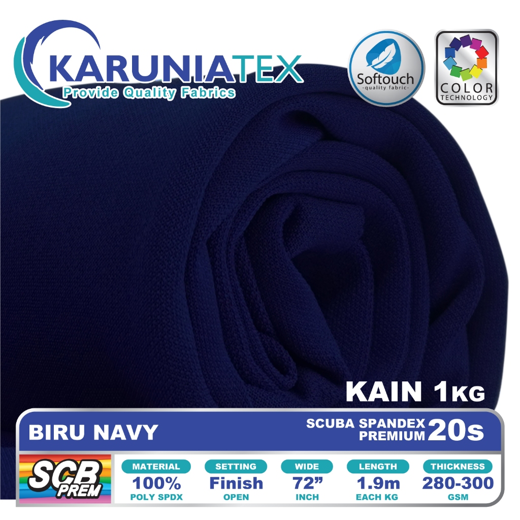 Jual Kain Scuba Spandex Premium 20s Kiloan | Biru Navy | Karunia ...