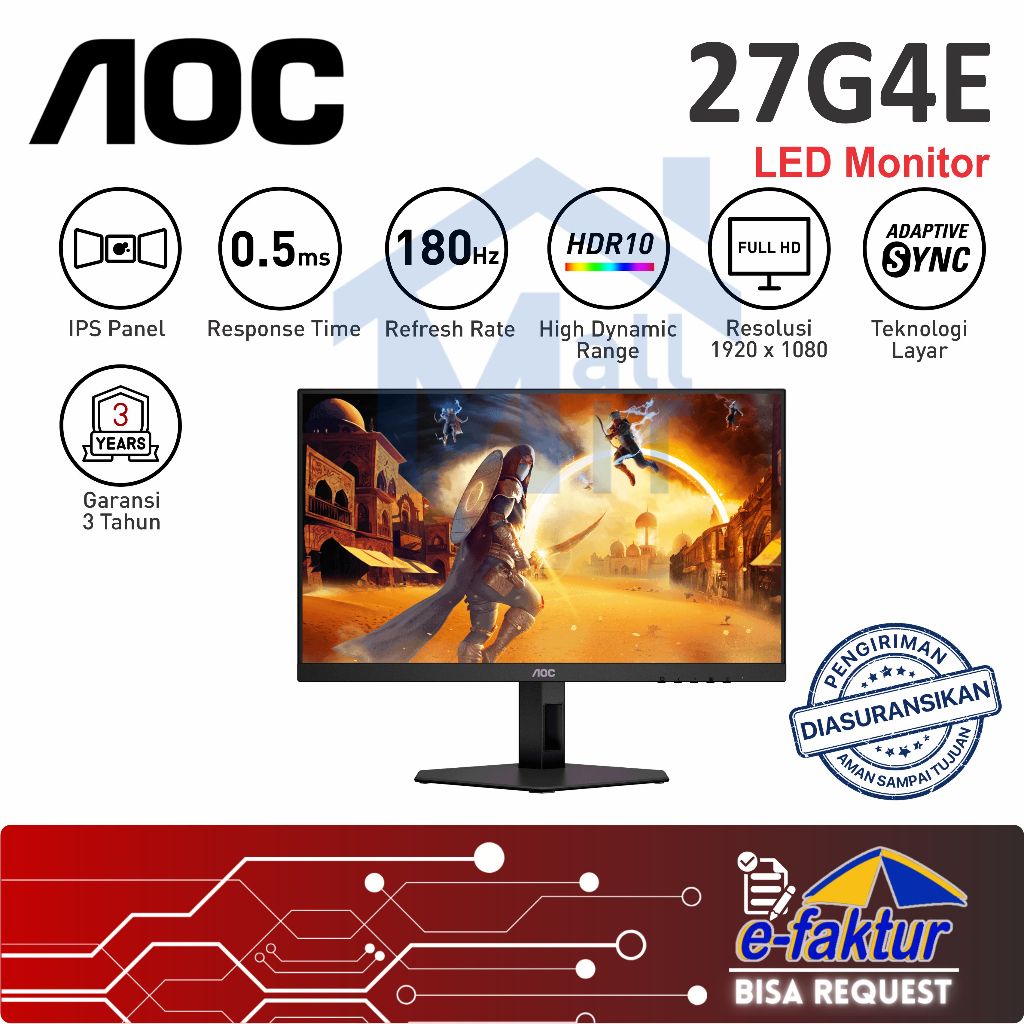 Jual MALLIT AOC Monitor AOC Gaming 27G4E 27" IPS 1080p FHD 180Hz 0.5ms ...